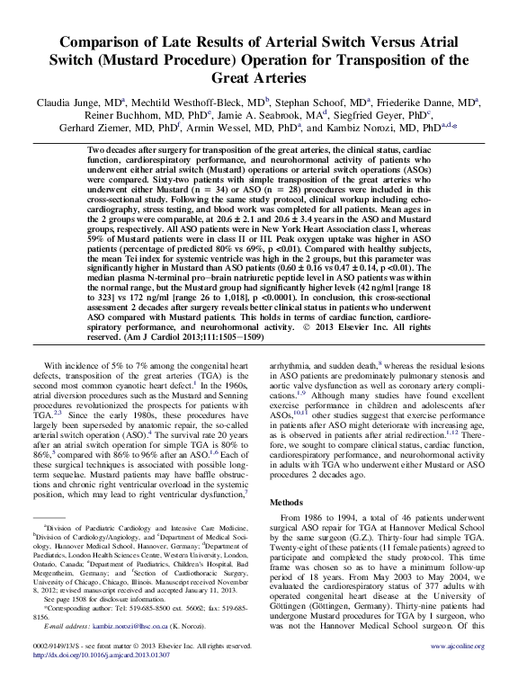 (PDF) Comparison of Late Results of Arterial Switch Versus Atrial ...