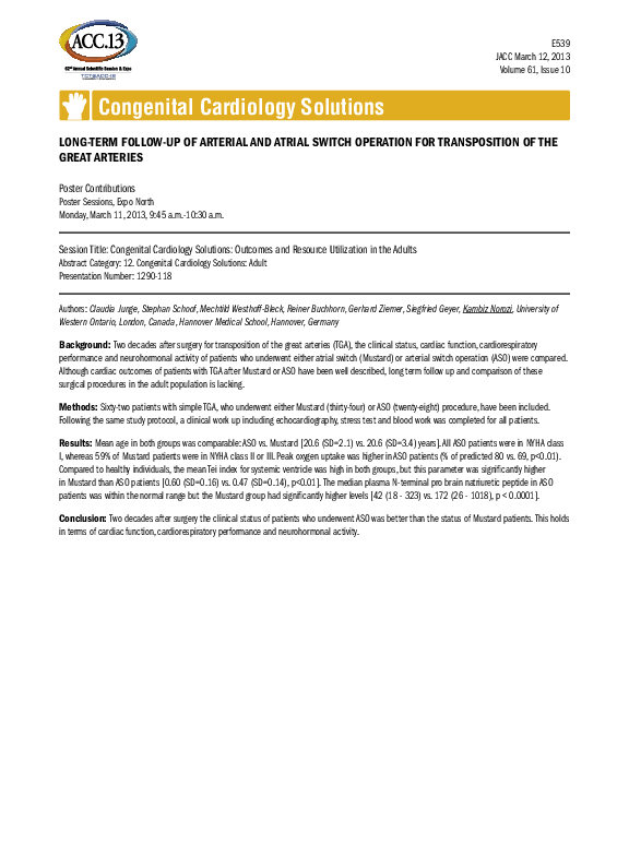 (PDF) Long-Term Follow-Up of Arterial and Atrial Switch Operation for ...