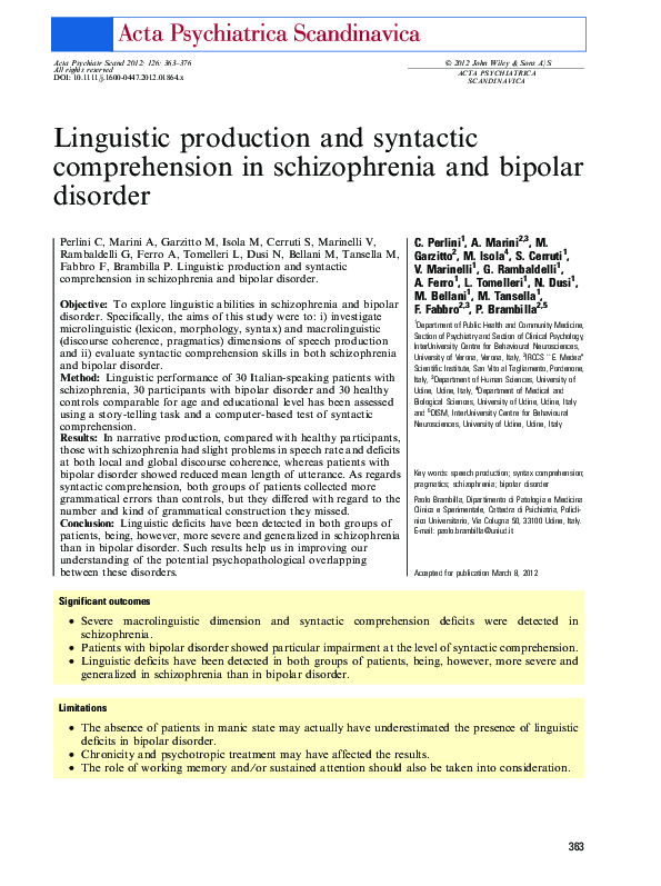 (PDF) Linguistic production and syntactic comprehension in ...
