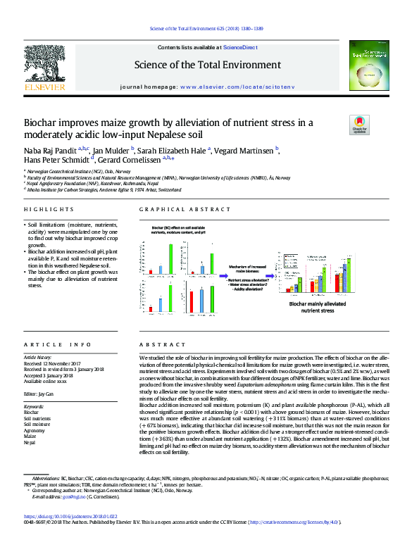 (PDF) Biochar improves maize growth by alleviation of nutrient stress ...