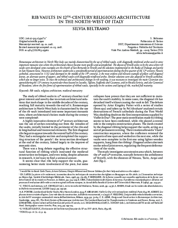 (PDF) Rib vaults in 12th-century religious architecture in the North ...