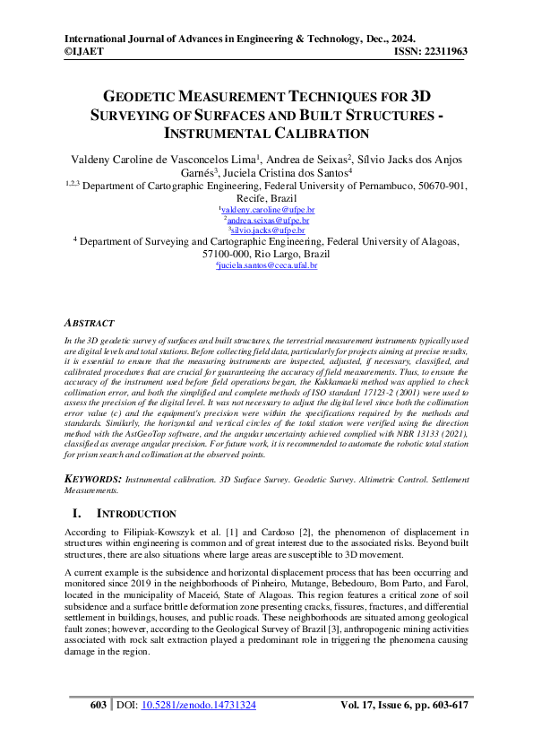 Pdf Geodetic Measurement Techniques For 3d Surveying Of Surfaces And Built Structures