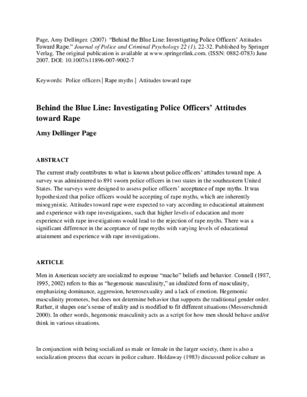 (PDF) Behind the Blue Line: Investigating Police Officers’ Attitudes ...