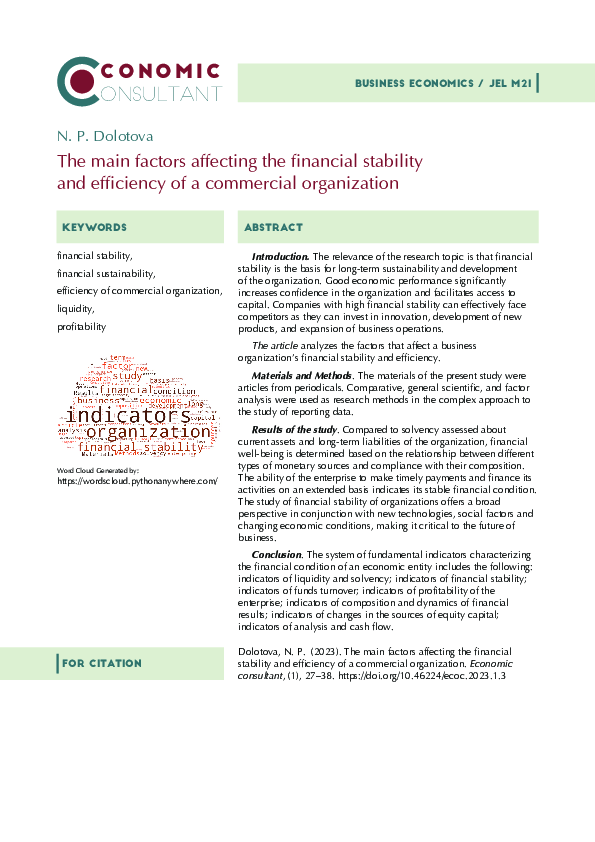 (PDF) The main factors affecting the financial stability and efficiency ...