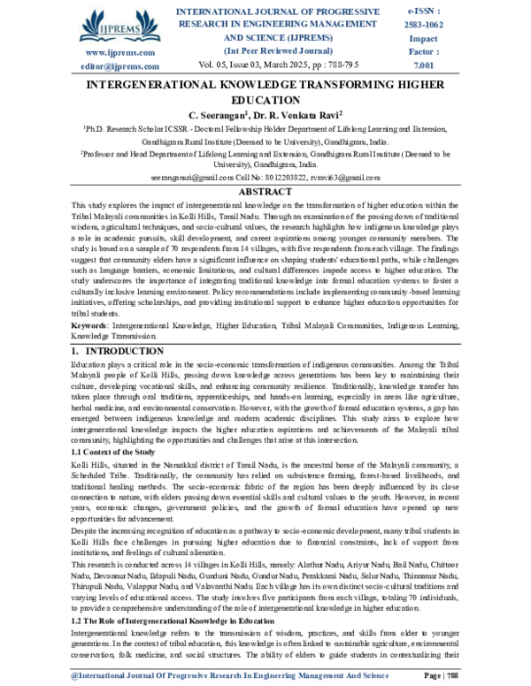 (PDF) INTERGENERATIONAL KNOWLEDGE TRANSFORMING HIGHER EDUCATION