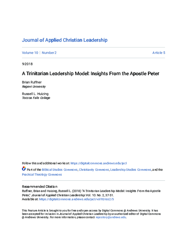 (PDF) A Trinitarian Leadership Model: Insights From the Apostle Peter