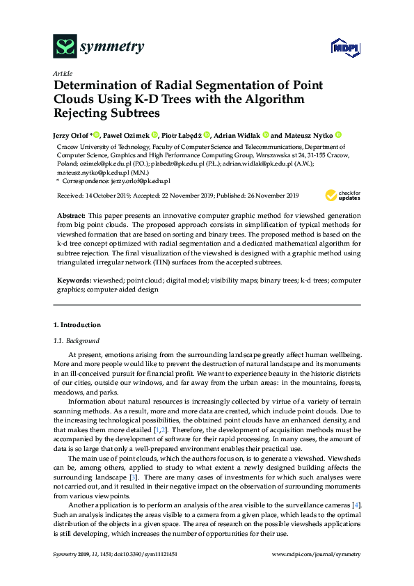 (PDF) Determination of Radial Segmentation of Point Clouds Using K-D Trees with the Algorithm ...