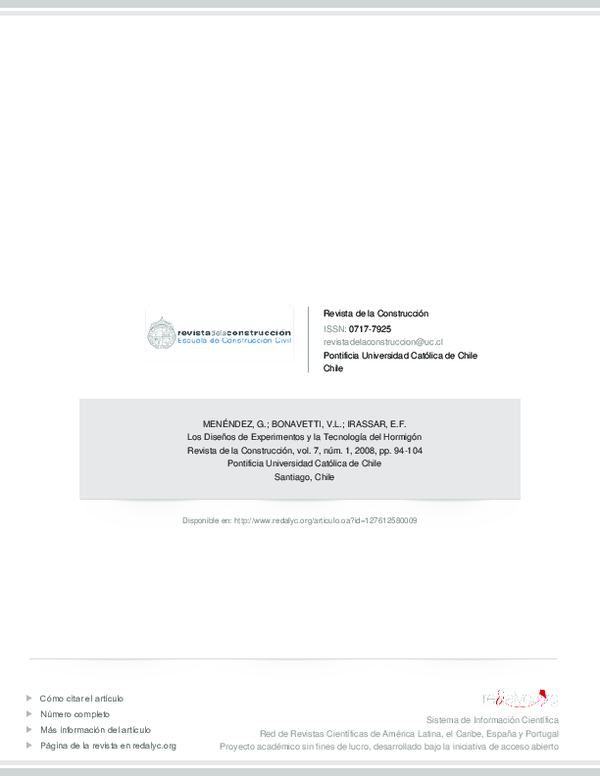 (PDF) Los Diseños de Experimentos y la Tecnología del Hormigón