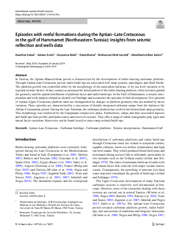 (PDF) Episodes with reefal formations during the Aptian–Late Cretaceous ...