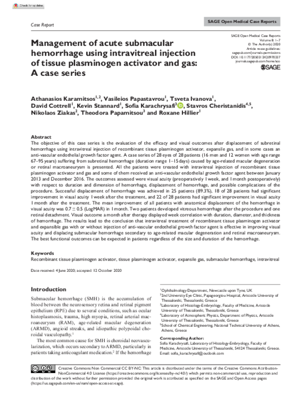 (PDF) Management of acute submacular hemorrhage using intravitreal ...