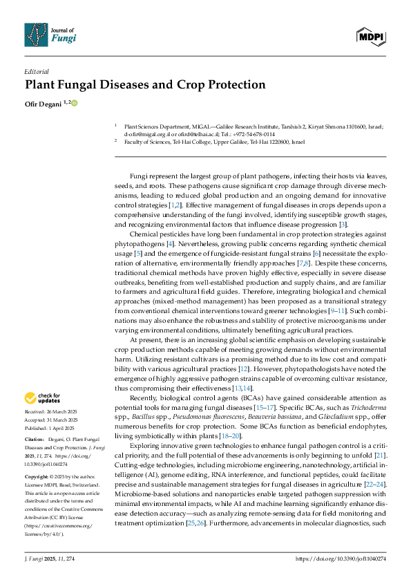 (PDF) Plant Fungal Diseases and Crop Protection