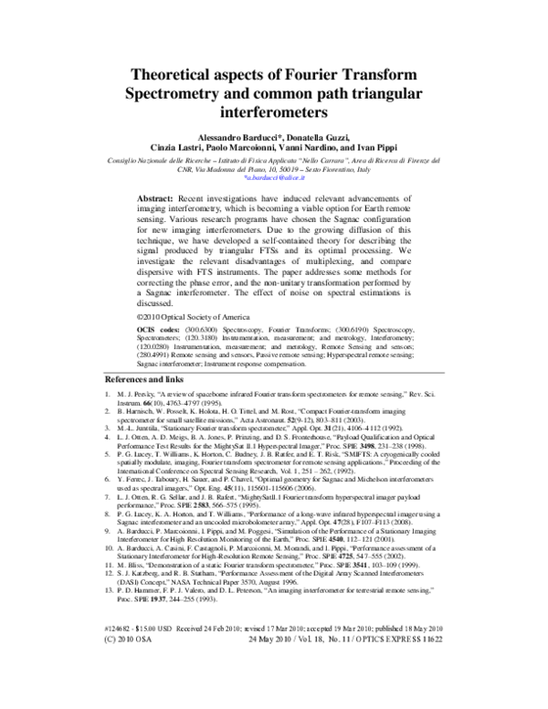 (PDF) Theoretical aspects of Fourier Transform Spectrometry and common path triangular ...