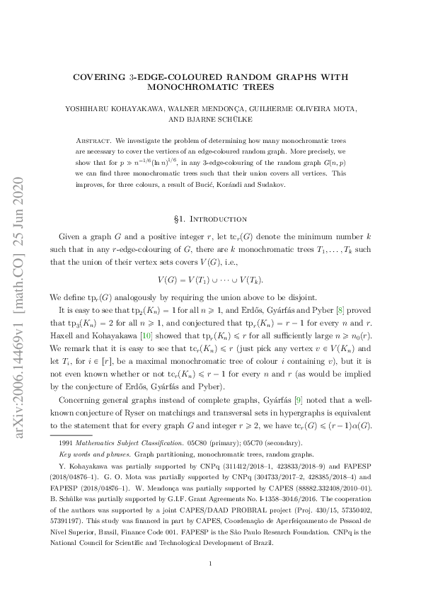 (PDF) Covering 3-Edge-Colored Random Graphs with Monochromatic Trees