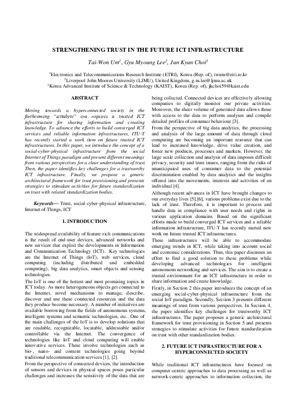 (PDF) Strengthening trust in the future ICT infrastructure