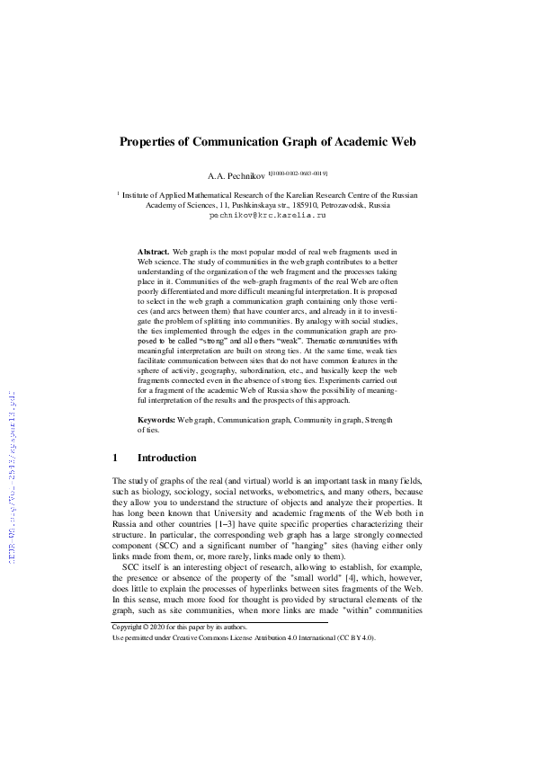 (PDF) Properties of Communication Graph of Academic Web