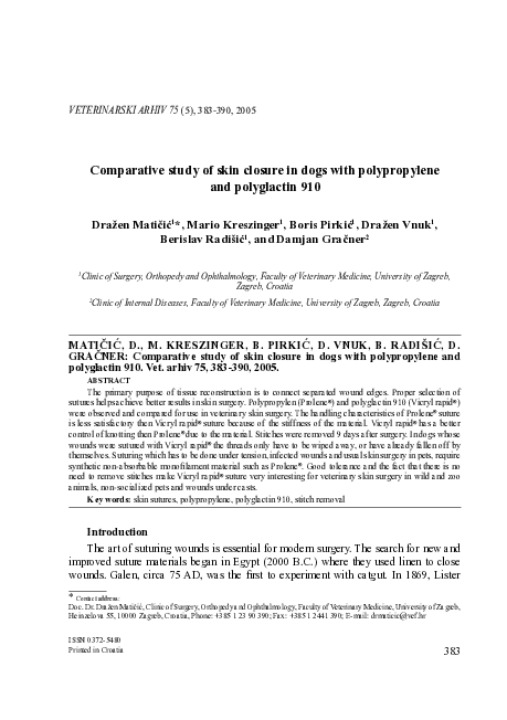 (PDF) Comparative study of skin closure in dogs with polypropylene and ...