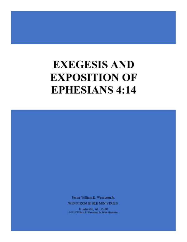 (PDF) Exegesis and Exposition of Ephesians 4:14