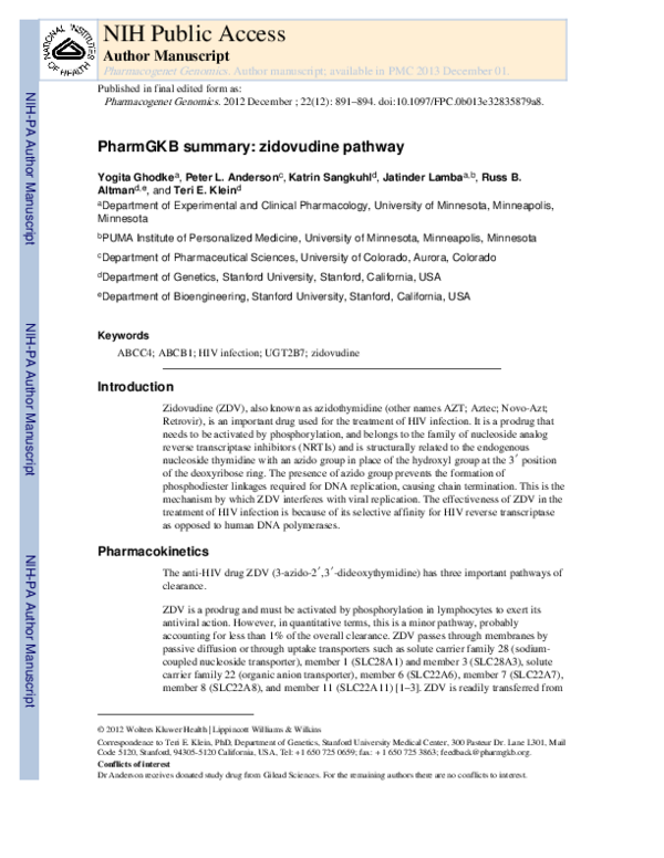(PDF) PharmGKB summary
