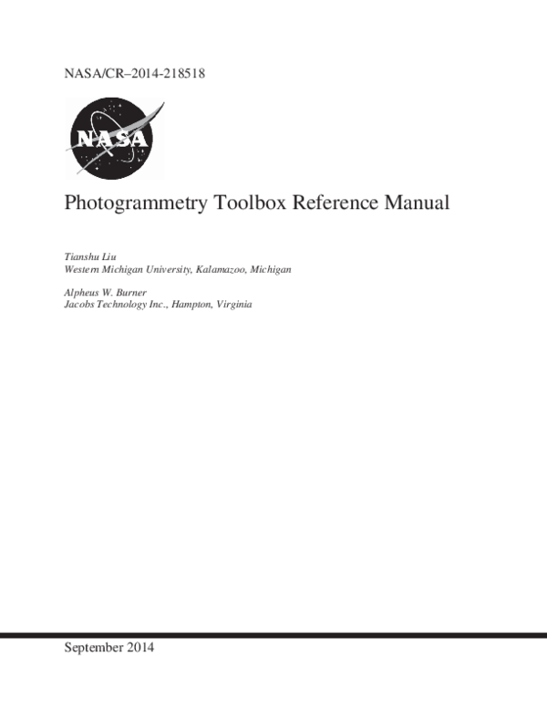 (PDF) Photogrammetry Toolbox Reference Manual