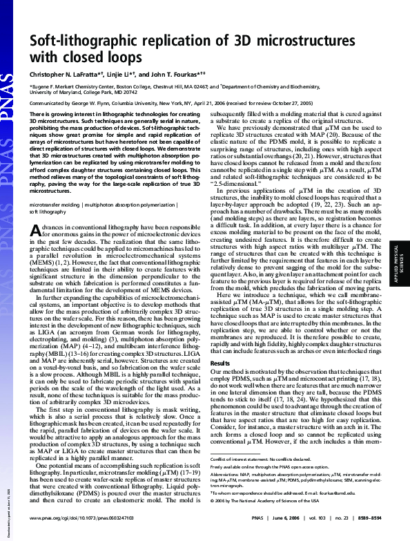 (PDF) Soft-lithographic replication of 3D microstructures with closed loops