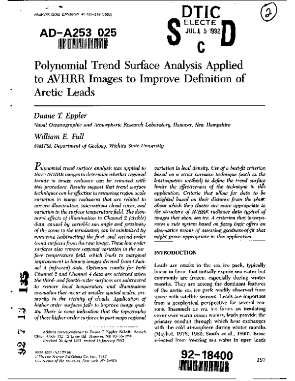 (PDF) Polynomial trend surface analysis applied to AVHRR images to improve definition of arctic ...