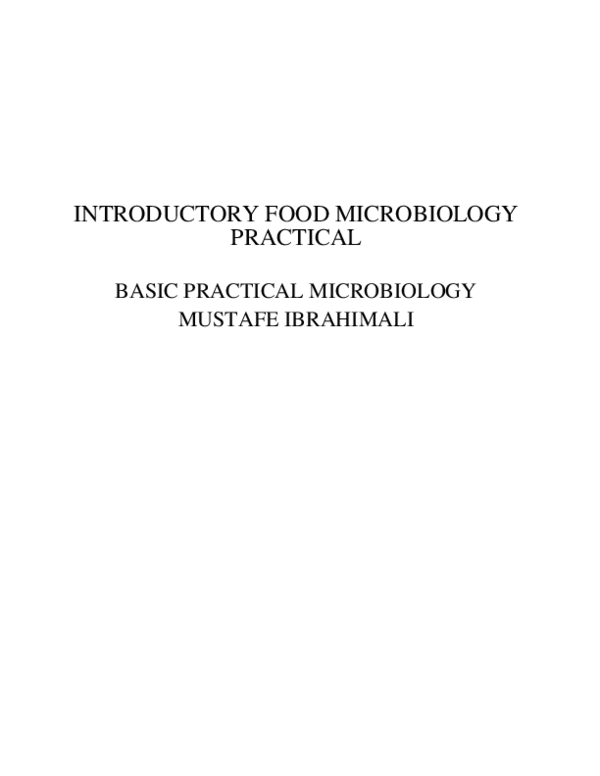 (PDF) INTRODUCTORY FOOD MICROBIOLOGY PRACTICAL