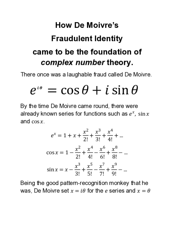 (PDF) How De Moivre's Fraudulent Identity came to be.