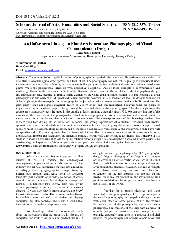 (PDF) An Unforeseen Linkage in Fine Arts Education: Photography and ...