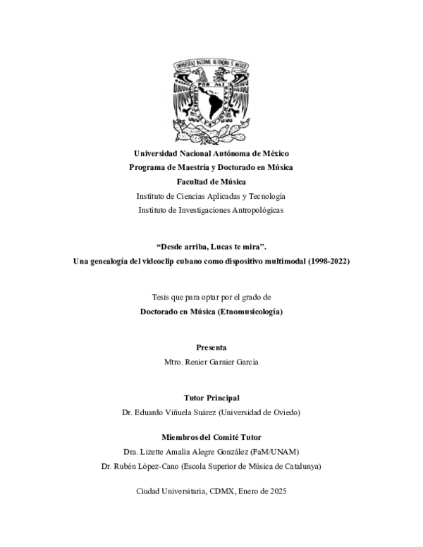 (PDF) “Desde arriba, Lucas te mira”. Una genealogía del videoclip ...