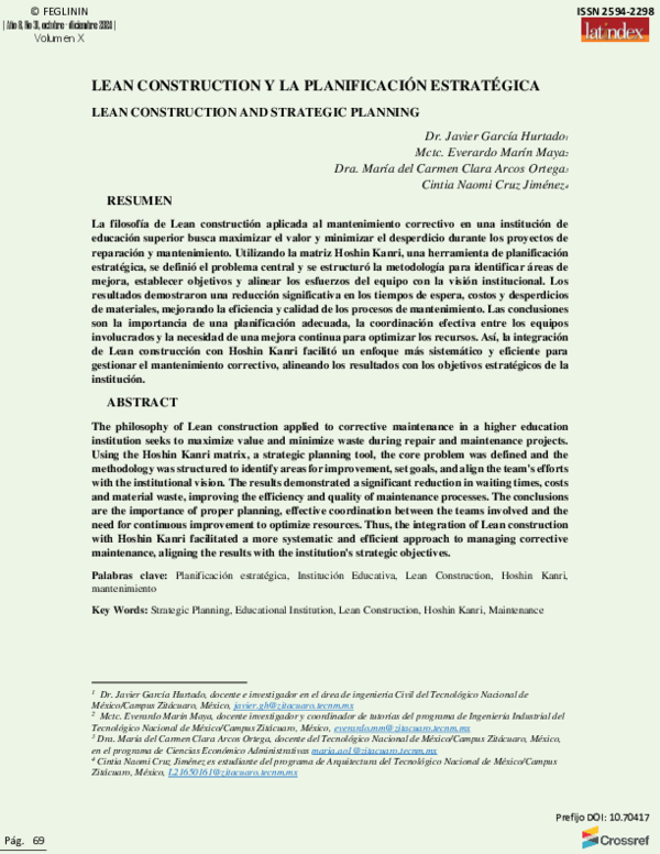 (PDF) LEAN CONSTRUCTION Y LA PLANIFICACIÓN ESTRATÉGICA LEAN CONSTRUCTION AND STRATEGIC PLANNING