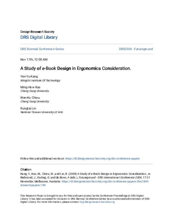 (PDF) A Study of e-Book Design in Ergonomics Consideration