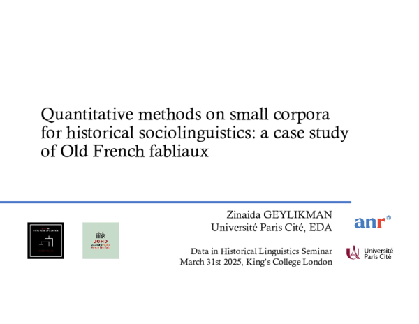 (PDF) Quantitative methods on small corpora for historical ...