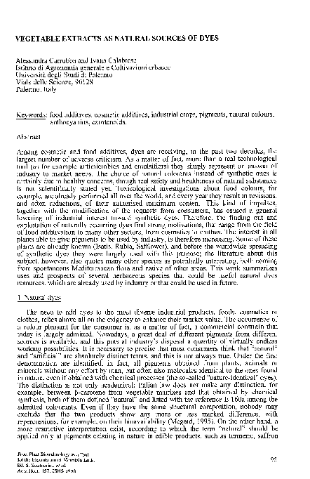 (PDF) Vegetable Extracts as Natural Sources of Dyes