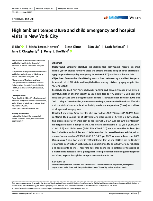 (PDF) High ambient temperature and child emergency and hospital visits ...