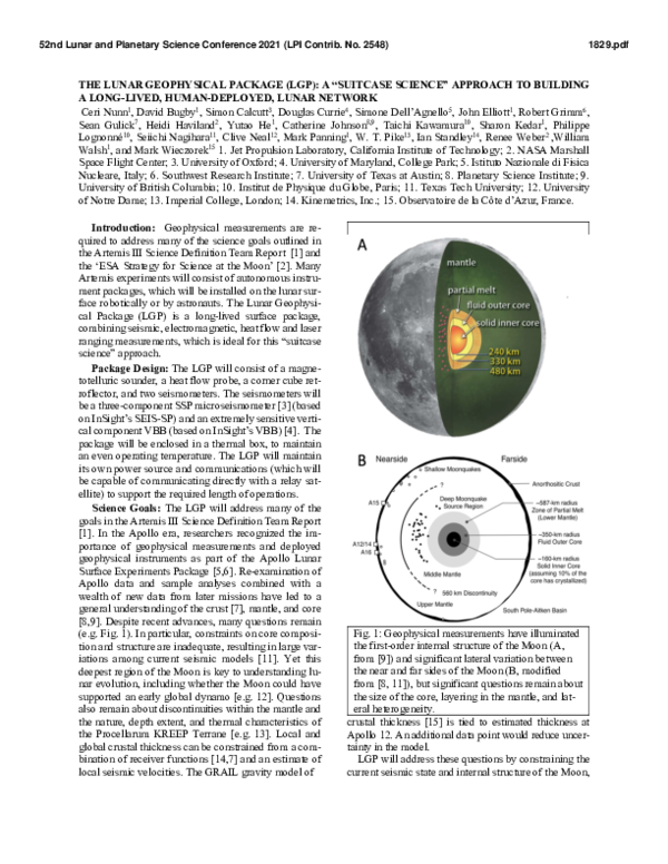(PDF) The Lunar Geophysical Package (LGP): A “Suitcase Science ...
