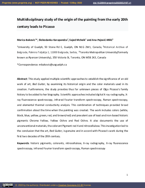(PDF) Multidisciplinary Study of the Origin of the Painting From the ...