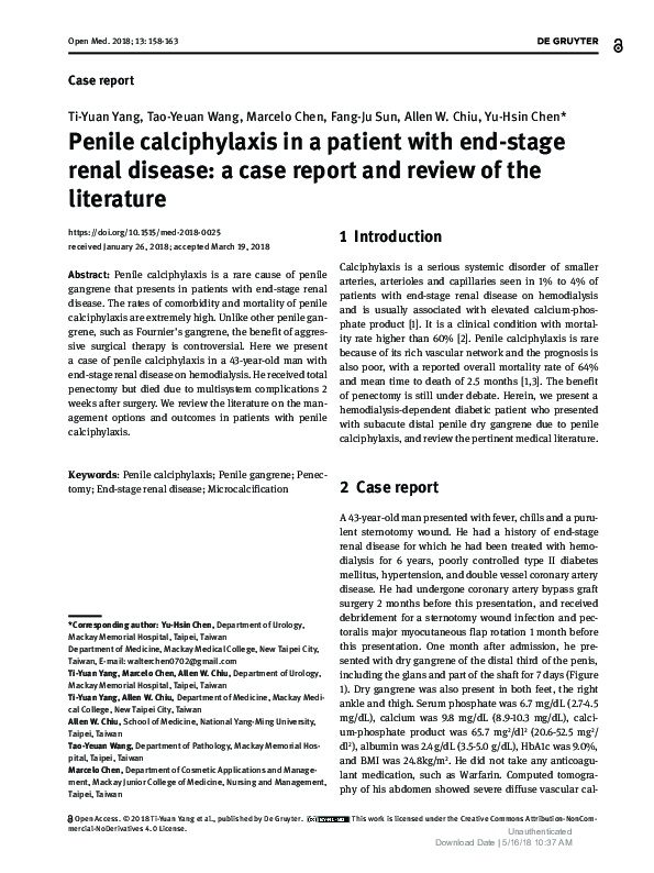 (PDF) Penile calciphylaxis in a patient with end-stage renal disease ...