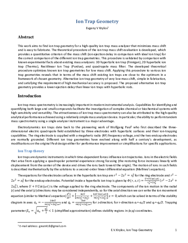 (PDF) Ion Trap Geometry