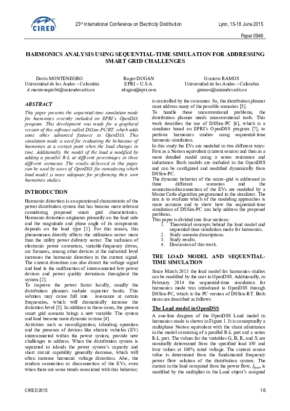 (PDF) Harmonics analysis using sequential-time simulation for addressing smart grid challenges