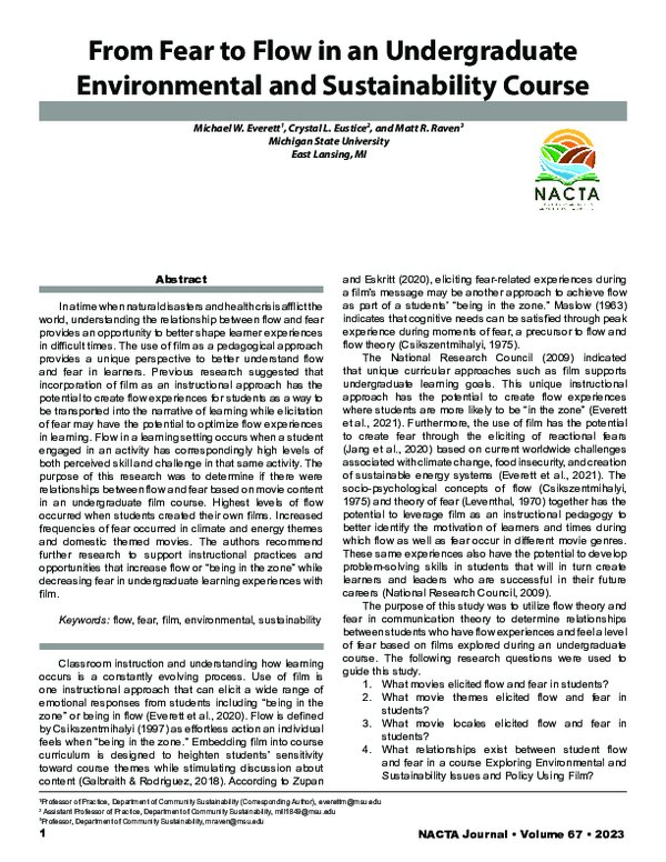 (PDF) From Fear to Flow in an Undergraduate Environmental and ...