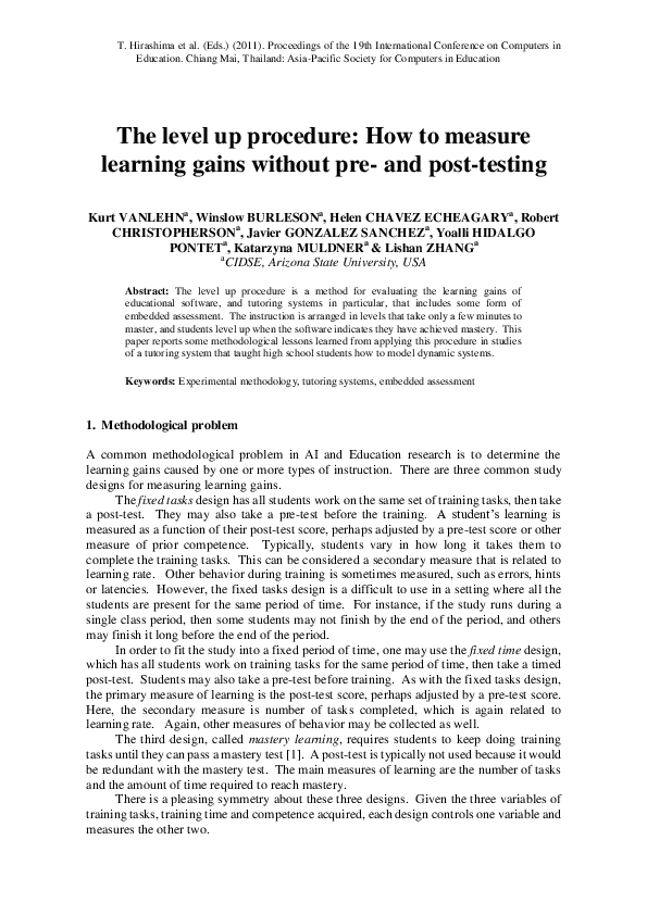 (PDF) The level up procedure: How to measure learning gains without pre ...
