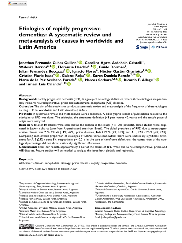 (PDF) Etiologies of rapidly progressive dementias: A systematic review ...