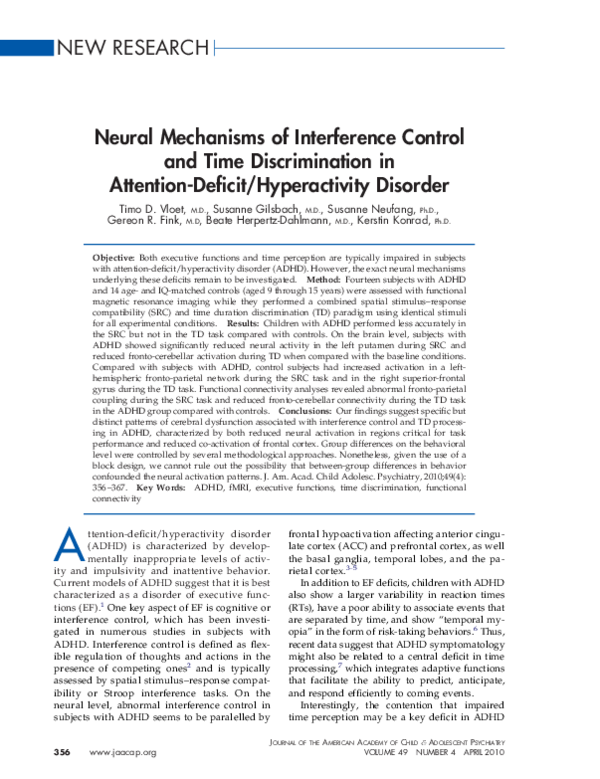 (PDF) Neural Mechanisms of Interference Control and Time Discrimination ...