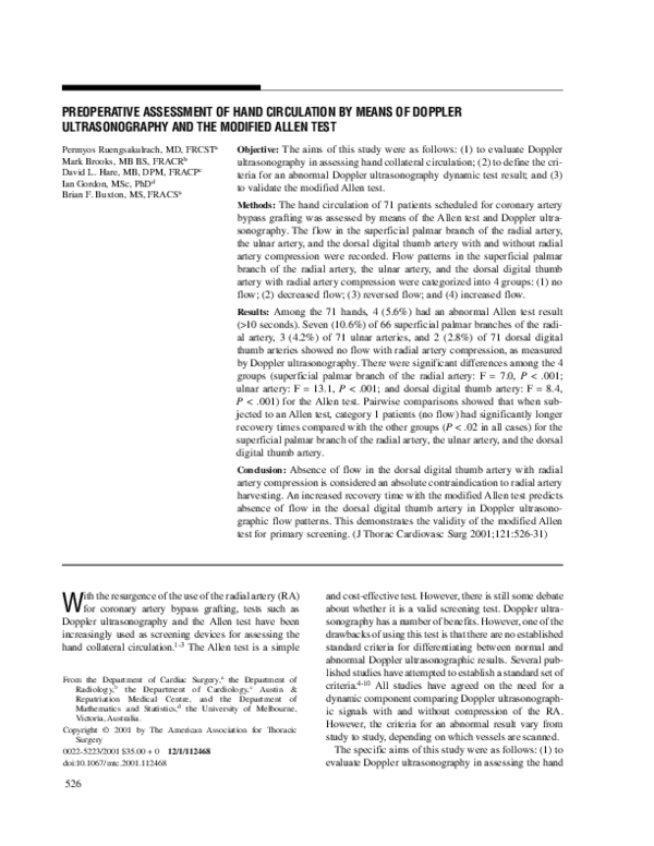 (PDF) Preoperative assessment of hand circulation by means of Doppler ...