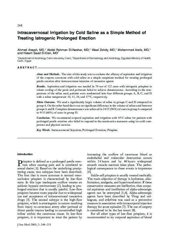 (PDF) Intracavernosal Irrigation by Cold Saline as a Simple Method of ...