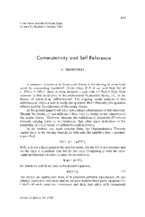 (PDF) Commutativity and self-reference