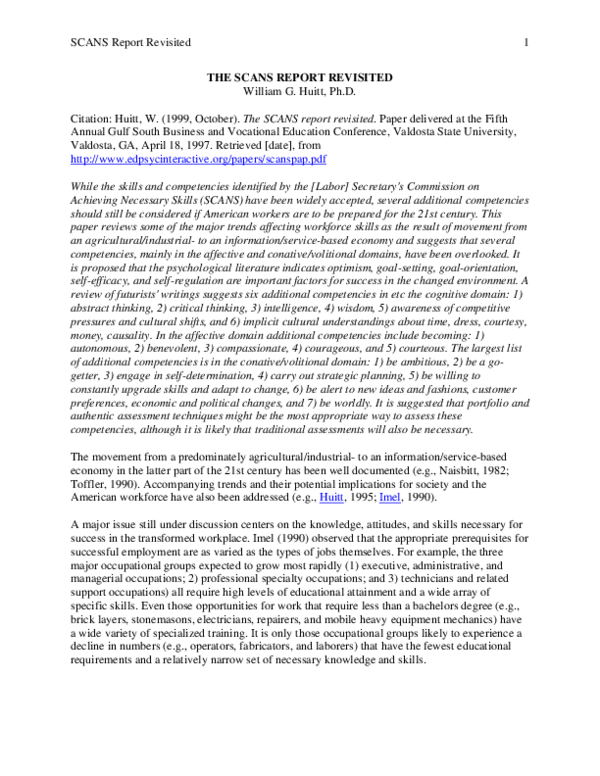 (PDF) SCANS Report Revisited 1 THE SCANS REPORT REVISITED