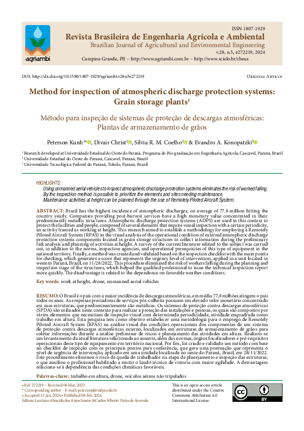 (PDF) Method for inspection of atmospheric discharge protection systems ...