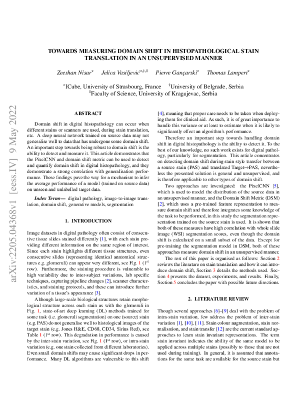 (PDF) Towards Measuring Domain Shift in Histopathological Stain Translation in an Unsupervised ...