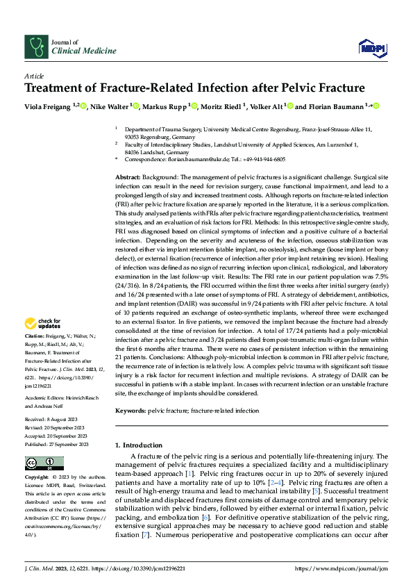 (PDF) Treatment of Fracture-Related Infection after Pelvic Fracture